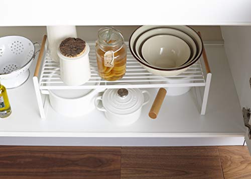 YAMAZAKI home Wired Organizer Rack-Kitchen Storage Shelves, One Size, White - 3803