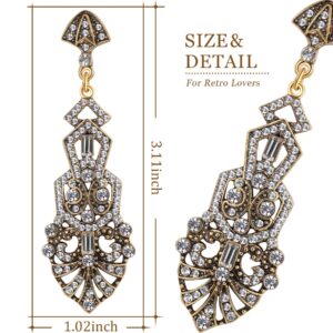 Coucoland 1920s Flapper Earrings Roaring 20s Great Gatsby Rhinestone Earrings (Stly2-Gold)