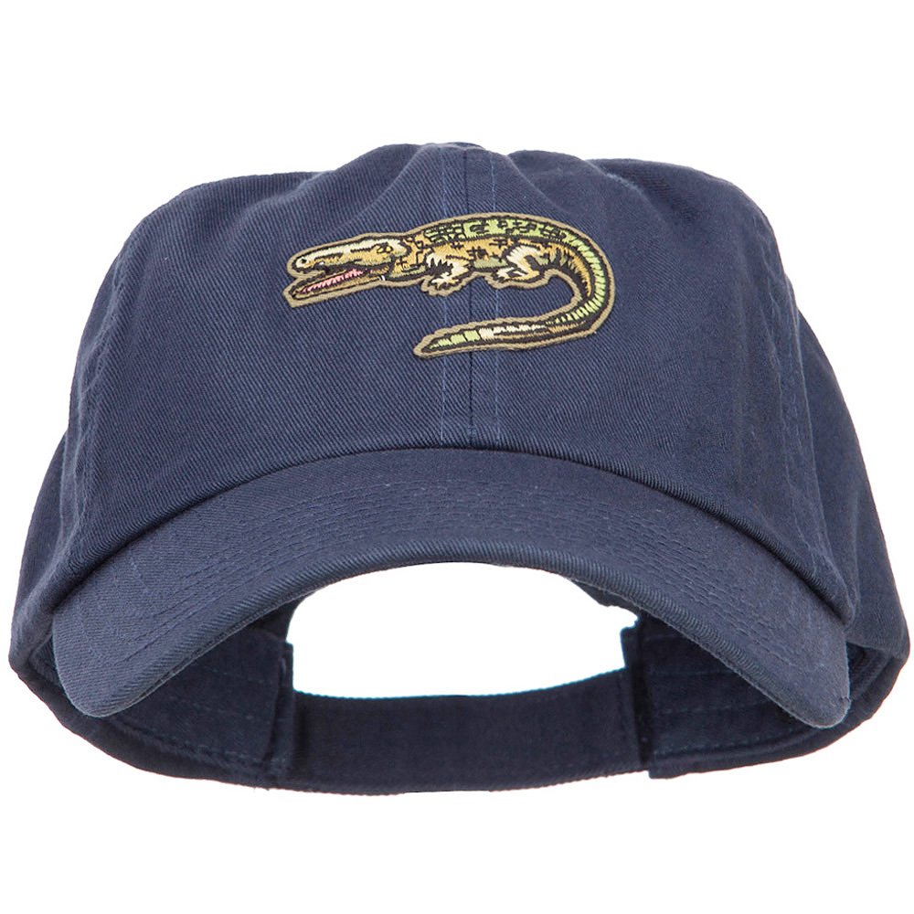 Alligator Wild Animal Patched Low Profile Cotton Cap - Navy OSFM