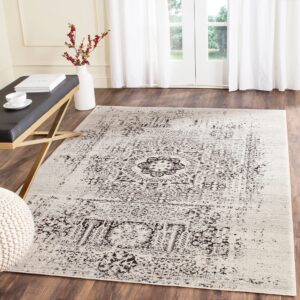 safavieh evoke collection area rug - 5'3" x 7'6", ivory & black, oriental medallion distressed design, non-shedding & easy care, ideal for high traffic areas in living room, bedroom (evk260t)