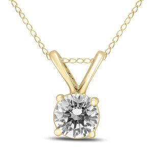 szul 1/3 carat diamond solitaire pendant in 14k yellow gold