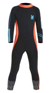 dive & sail girls long sleeve swimsuit one piece uv sun protection full suit thermal diving wetsuit swimwear black l