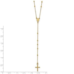 Diamond2Deal Gift for Mothers Day 14k Yellow Gold Polished Rosary 24 inch Necklace