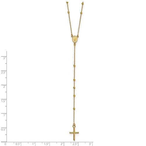 Diamond2Deal Gift for Mothers Day 14k Yellow Gold Polished Rosary 24 inch Necklace