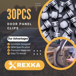 Rexka 30pcs Door Panel Retainer Clip for Ford W713297-S300 C-Max Edge Escape Explorer F-150 Mustang Focus Flex Fusion Taurus Lincoln MKC MKX MKZ Tesla Model S W713297S300