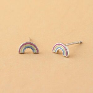 Boma Jewelry Sterling Silver Resin Rainbow Stud Earrings