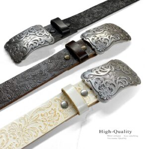 HA0038-BS036-W Cowtown Western Tooled Full Grain Genuine Leather Belt 1 1/2"(38mm) Wide (Black, 34)