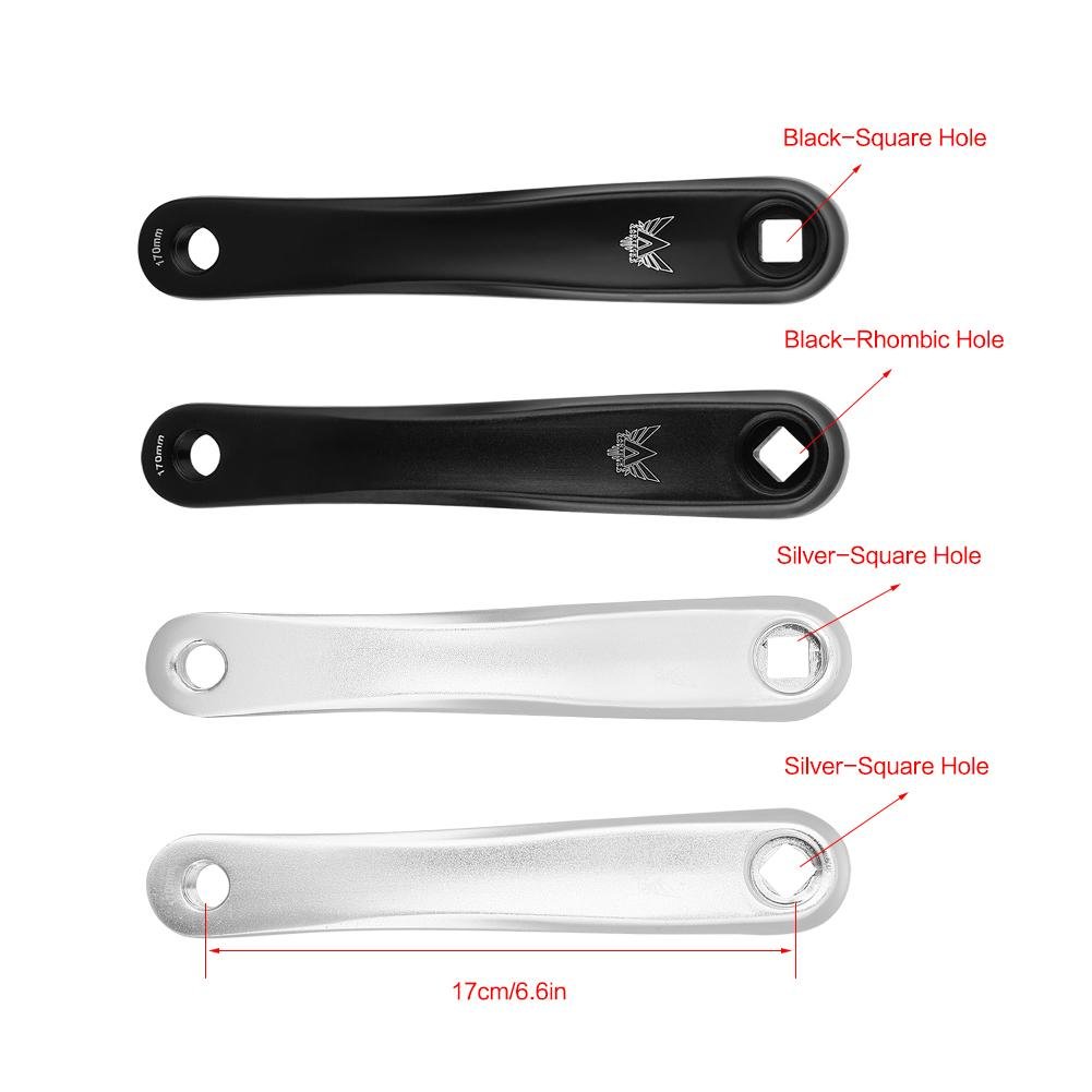 Bike Crank Arm, Bike Crank Shaft Replacement Mountain Bike Aluminum Alloy Left Hand Crank Arm Horizontal Taper (Silver- Hole) Bike Crank Arm Crank Parts For