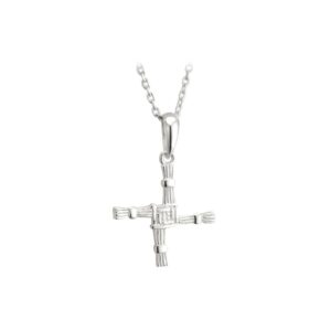 biddy murphy irish 925 sterling silver saint brigid cross necklace, traditional celtic heritage jewelry, 7/8" x 5/8" inch pendant, 18", imported from ireland