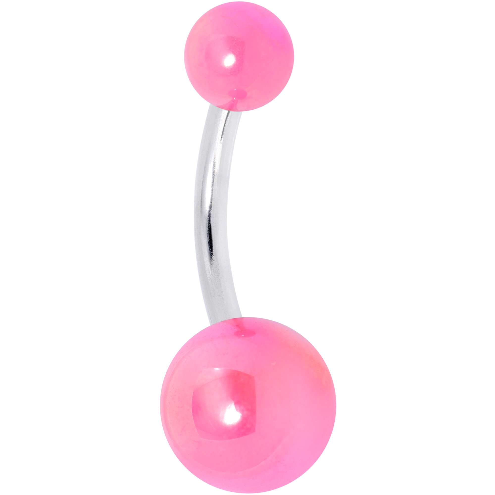 Body Candy Steel Iridescent Pink Acrylic Ball Belly Button Ring