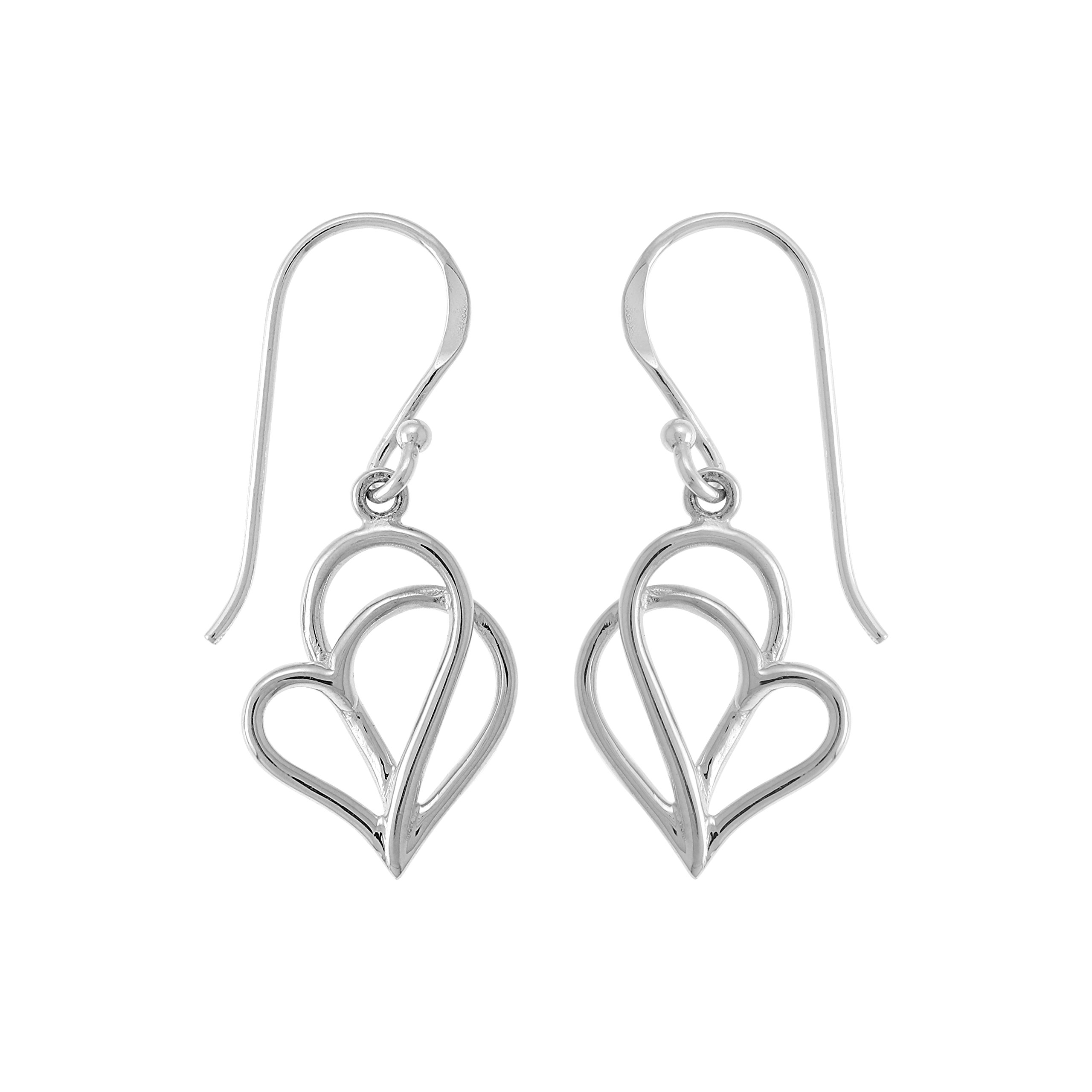 Boma Jewelry Sterling Silver Polished Twisting Heart Dangle Earrings