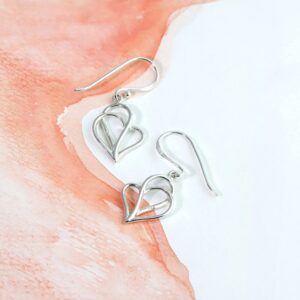 Boma Jewelry Sterling Silver Polished Twisting Heart Dangle Earrings