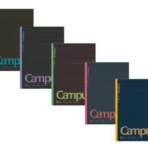 KOKUYO Campus Todai Series Pre-Dotted Notebook, Semi B5 Pre-Dotted-Line 30 Sheets - 60 Pages, Pack of 5 Limited Dark Colors 5 Notebooks (6mm)