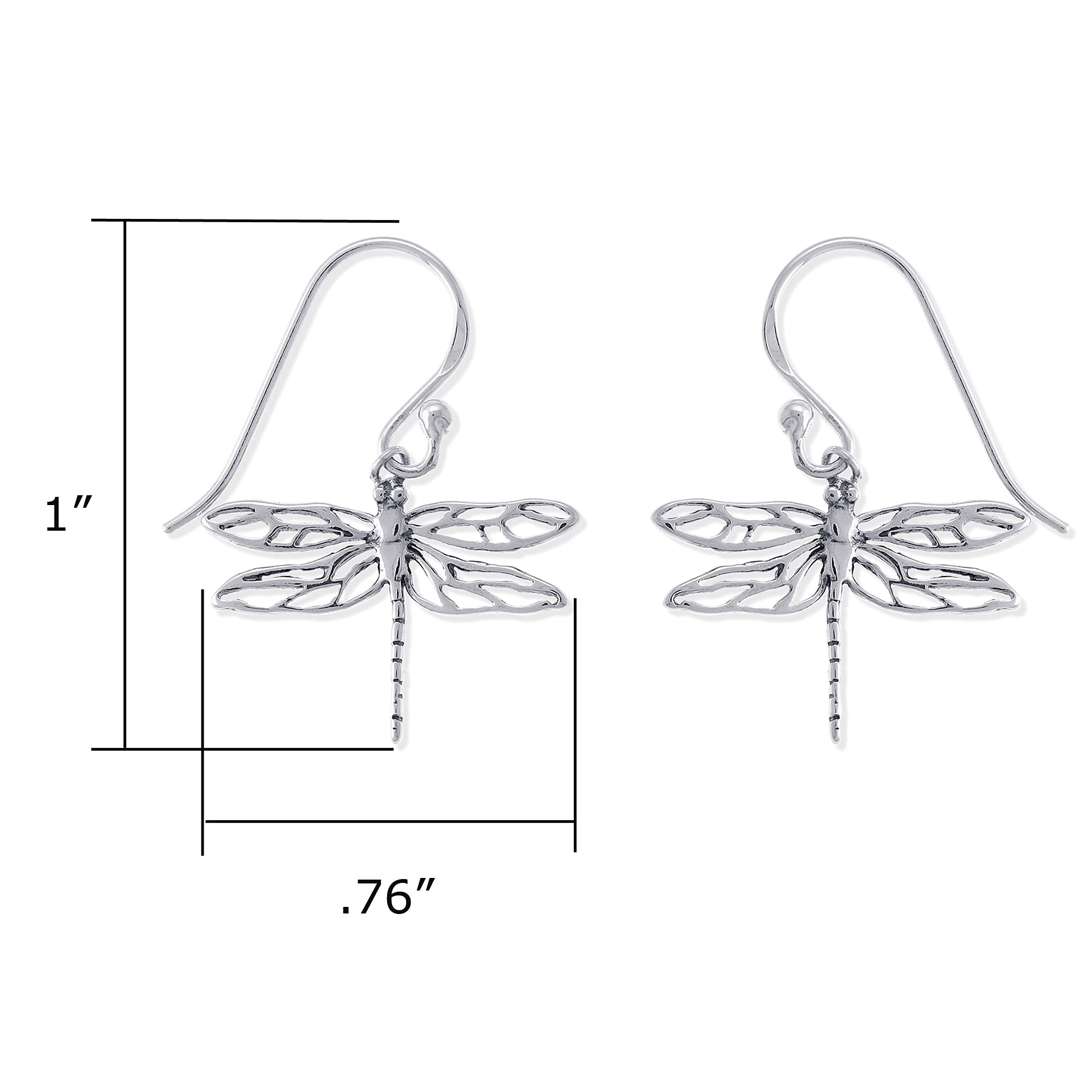 Boma Jewelry Sterling Silver Dragonfly Dangle Earrings