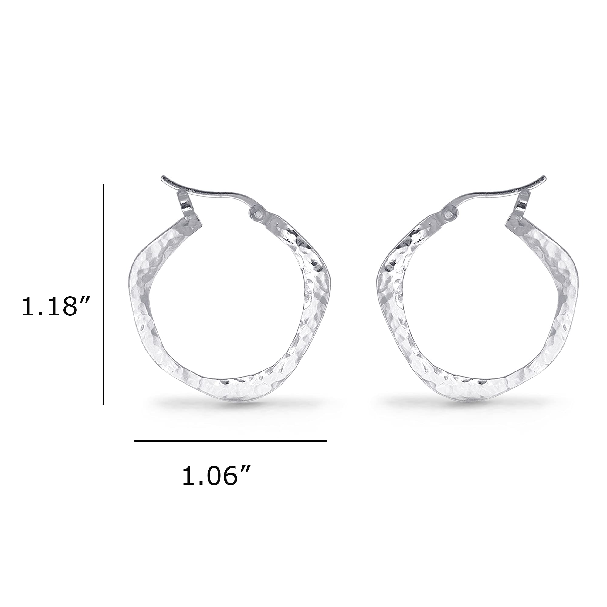 Boma Jewelry Sterling Silver Organic Hammered Texture Snap Down Hoop Earrings