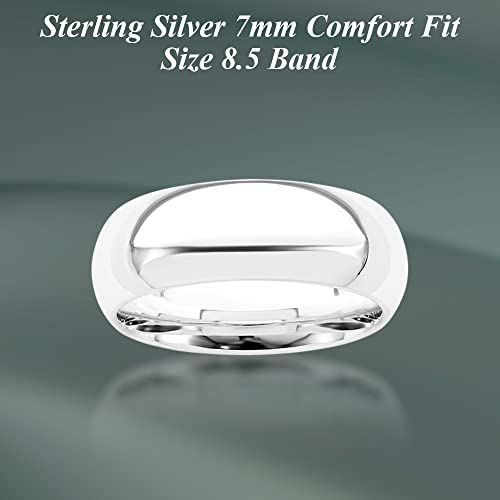 Diamond2Deal 925 Sterling Silver 7mm Wedding Band Ring