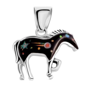 shop lc 925 sterling silver black onyx horse pendant birthday gifts for women