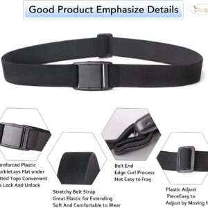 JASGOOD No Show Women Stretch Belt Invisible Elastic Web Strap Belt with Flat Buckle for Jeans Pants Dresses