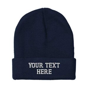 winter hat beanie for men & women custom personalized text name embroidery acrylic skull cap hat navy