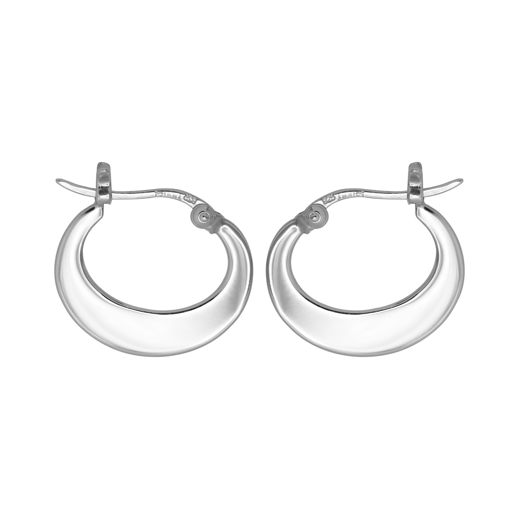 Boma Jewelry Sterling Silver Polished Crescent Snap Down Hoop Earrings