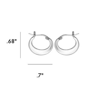 Boma Jewelry Sterling Silver Polished Crescent Snap Down Hoop Earrings