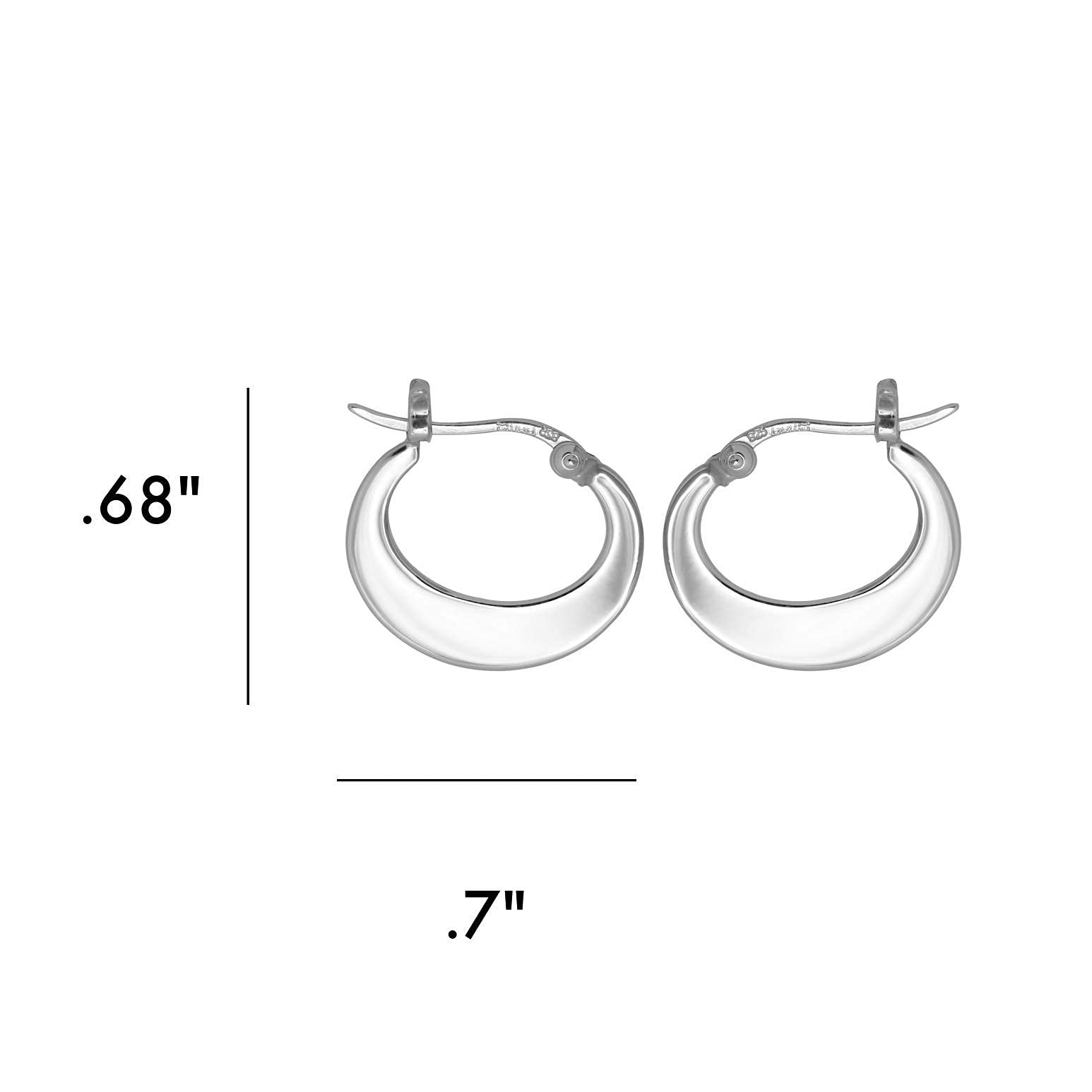 Boma Jewelry Sterling Silver Polished Crescent Snap Down Hoop Earrings