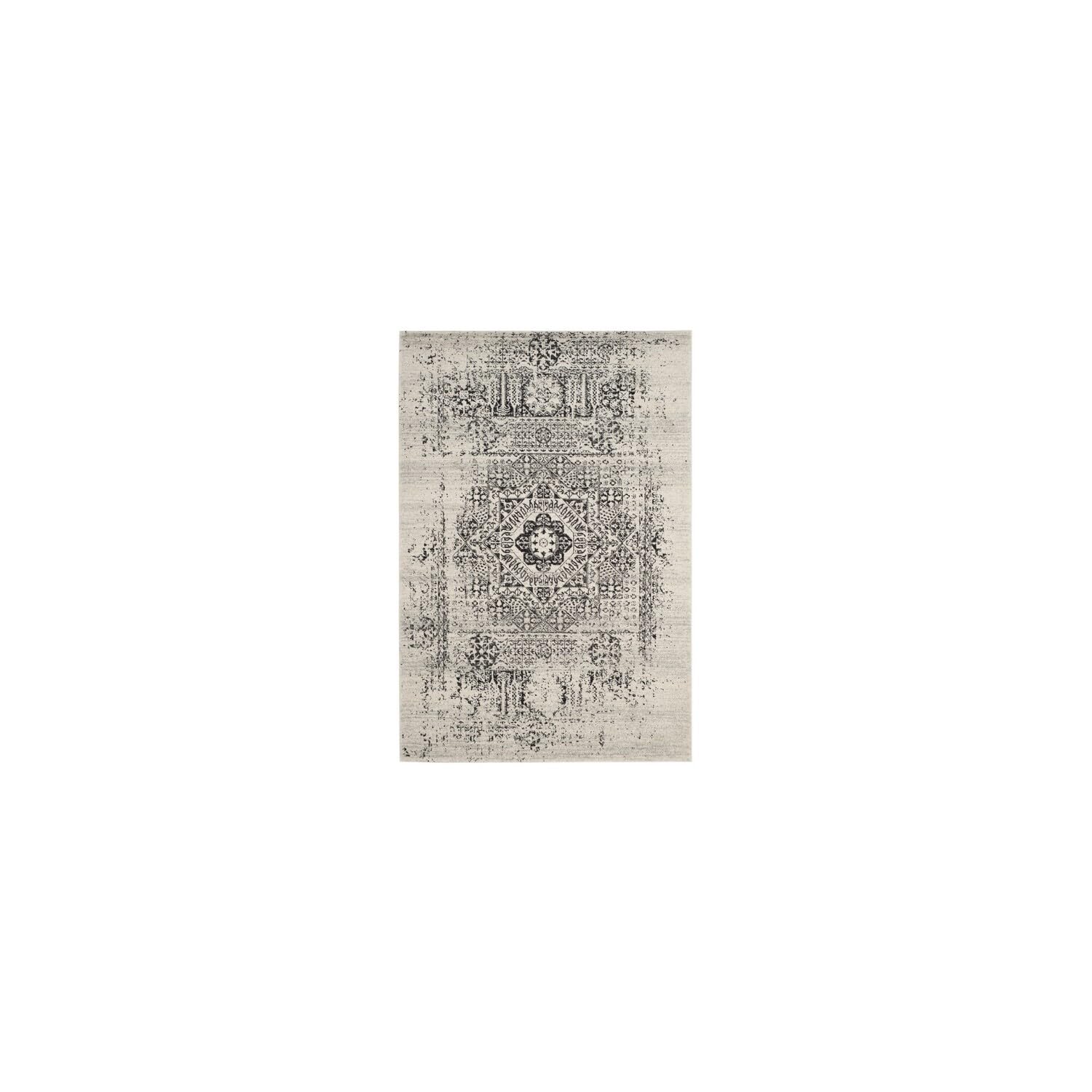 SAFAVIEH Evoke Collection Area Rug - 10' x 14', Ivory & Black, Oriental Medallion Distressed Design, Non-Shedding & Easy Care, Ideal for High Traffic Areas in Living Room, Bedroom (EVK260T)