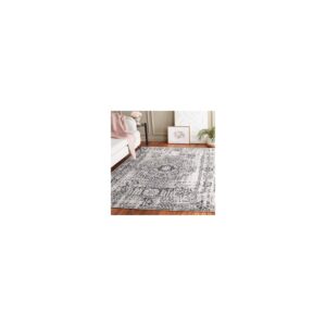 SAFAVIEH Evoke Collection Area Rug - 10' x 14', Ivory & Black, Oriental Medallion Distressed Design, Non-Shedding & Easy Care, Ideal for High Traffic Areas in Living Room, Bedroom (EVK260T)