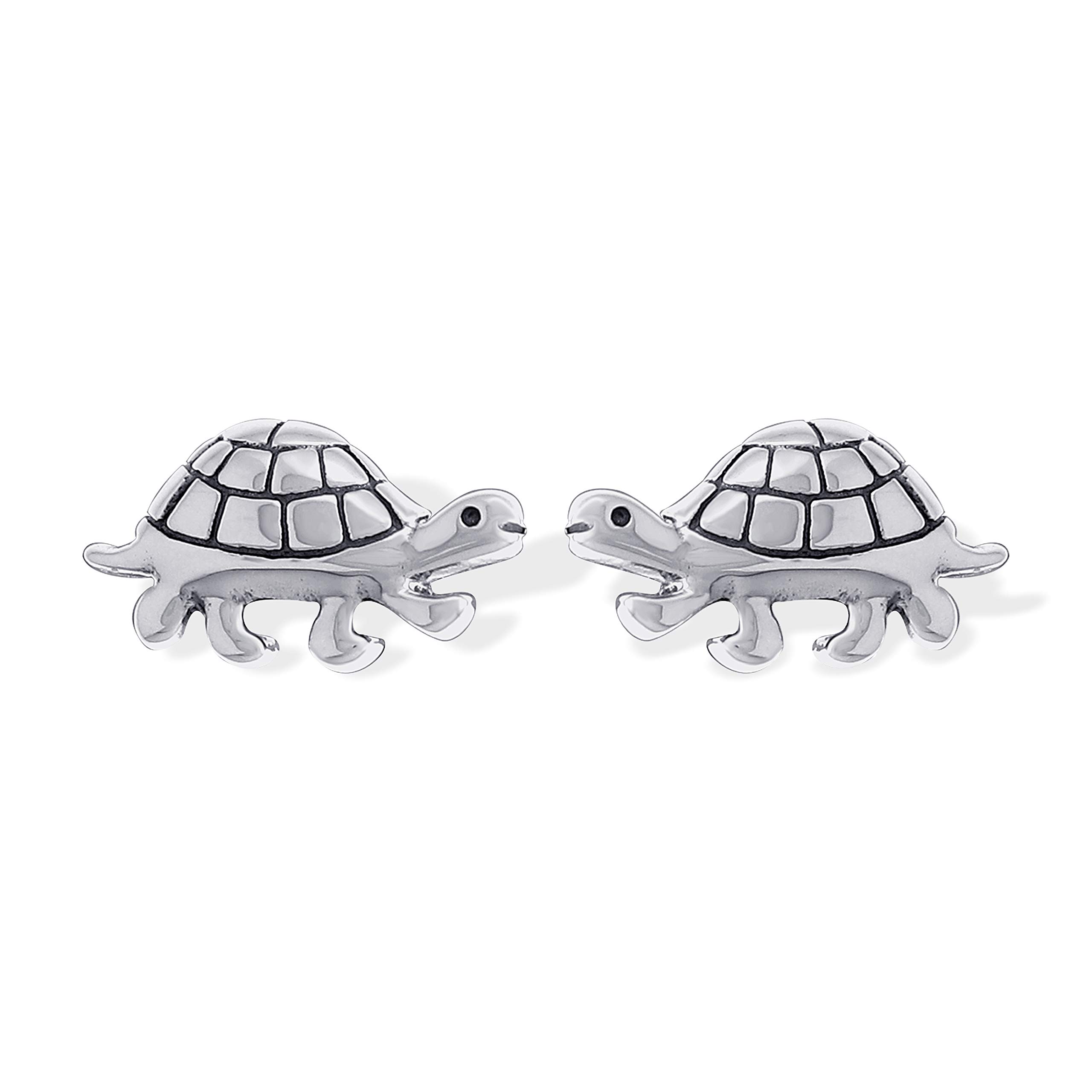 Boma Jewelry Sterling Silver Cute Turtle Stud Earrings