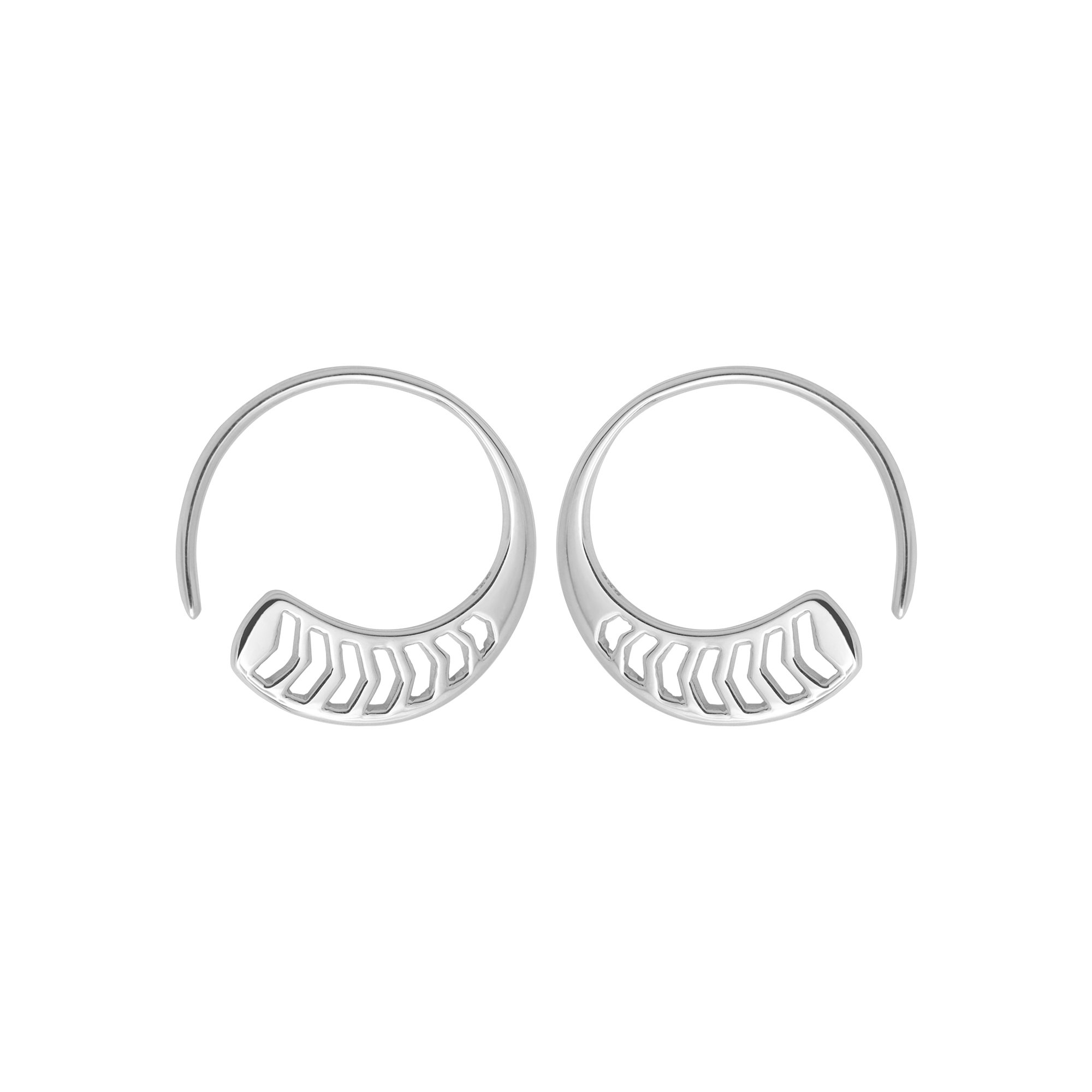 Boma Jewelry Sterling Silver Polished Chevron Pull Through Fashion Hoop Earrings