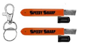 2 pack speedy sharp carbide knife sharpener, key chain & hook ring included orange