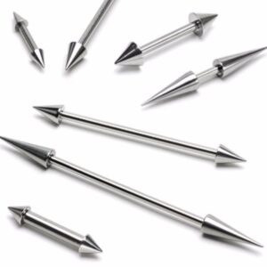 covet jewely 316l surgical steel barbell with spike on both sides (14ga, length: 10mm, ball: (4x4) mm)