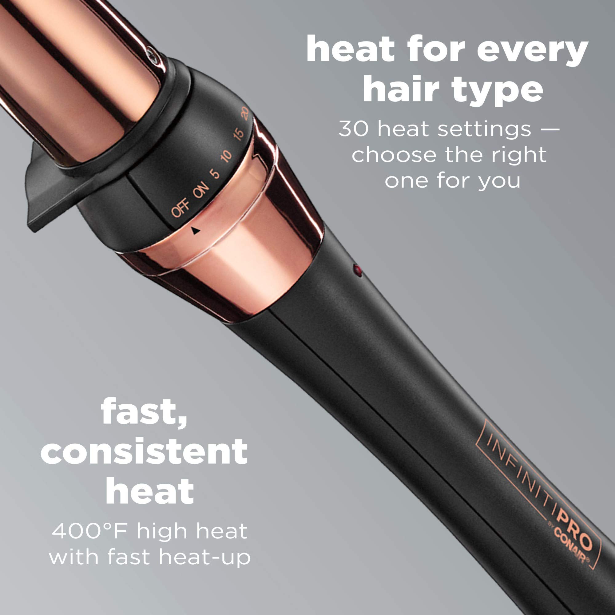 INFINITIPRO BY CONAIR Rose Gold Titanium 1 ¼-inch to ¾-inch Curling Wand, Tapered wand produces beachy waves