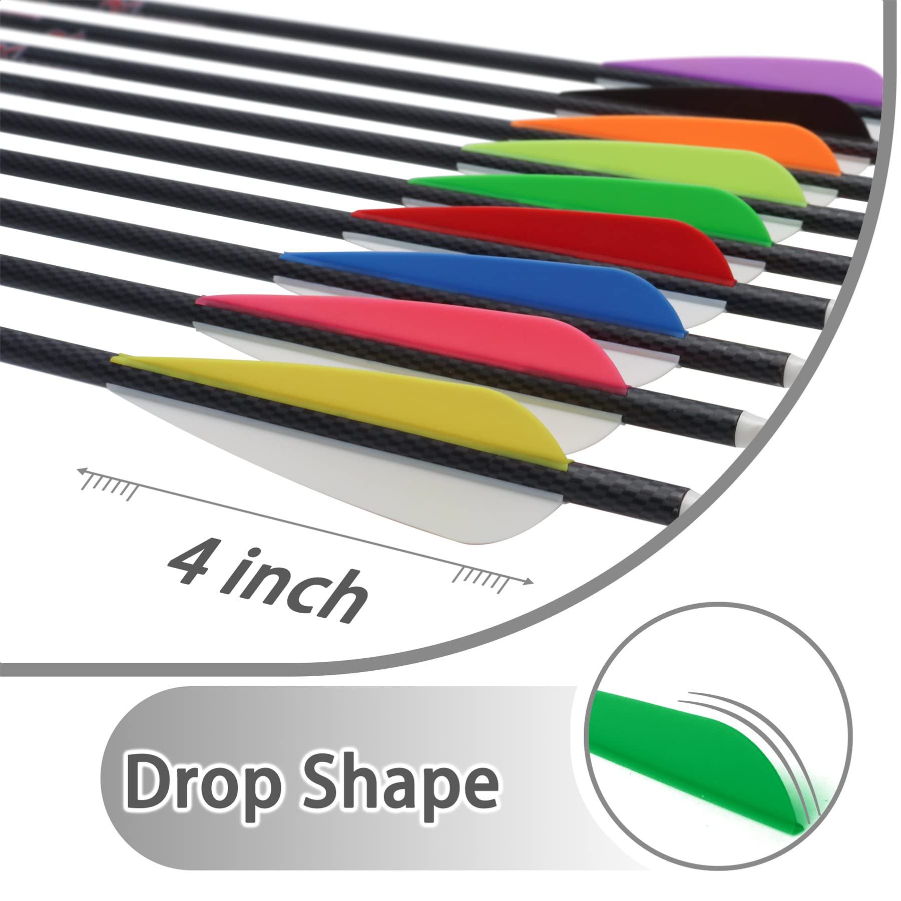 Letszhu Arrows Vanes 4 Inch Plastic Feather Fletching for DIY Archery Arrows 50 Pack (Green)