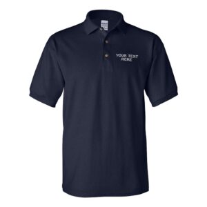 polo shirts for men custom personalized text cotton short sleeves golf tees navy large