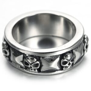 Jude Jewelers Stainless Steel Gothic Skull Biker Band Style Ring (Silver, 10)