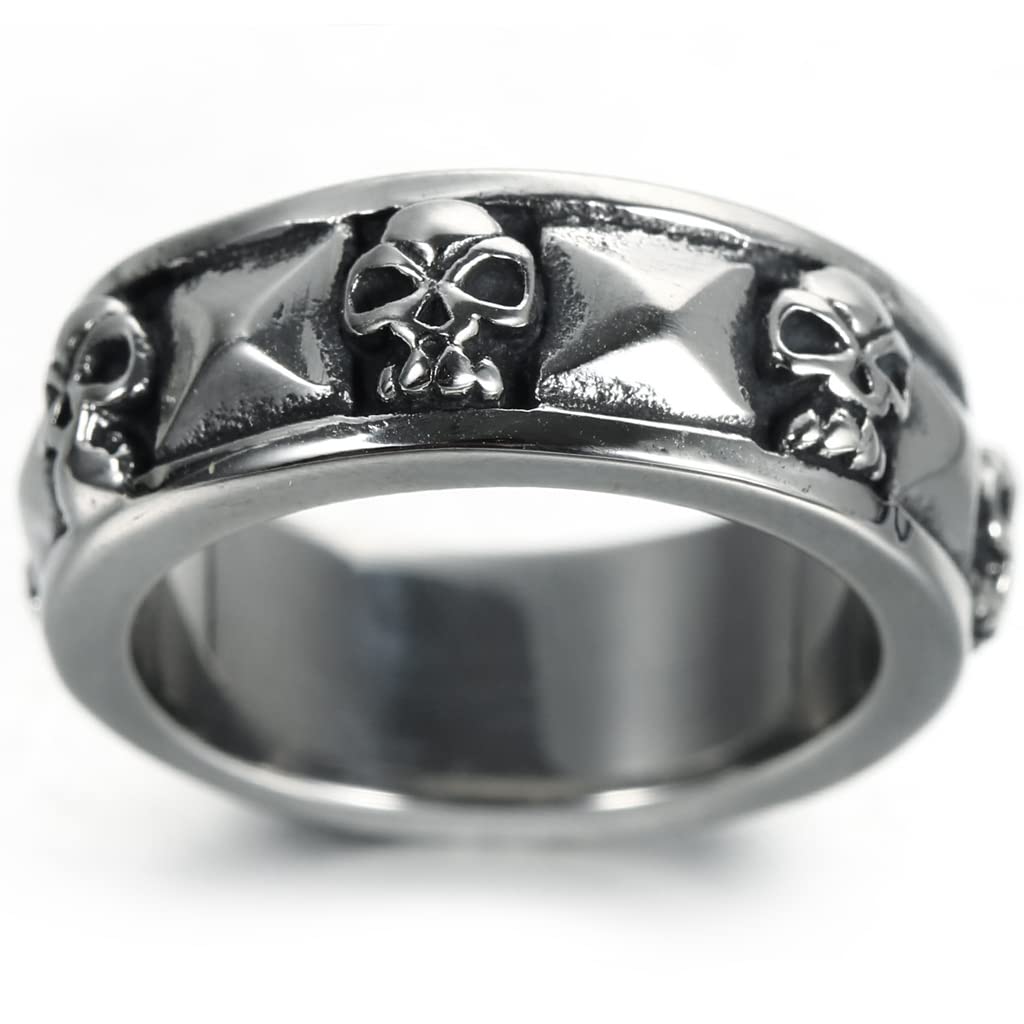 Jude Jewelers Stainless Steel Gothic Skull Biker Band Style Ring (Silver, 10)