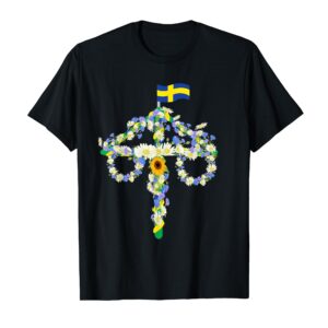 Midsommar Midsummer Flowers Floral Maypole festival Flag T-Shirt