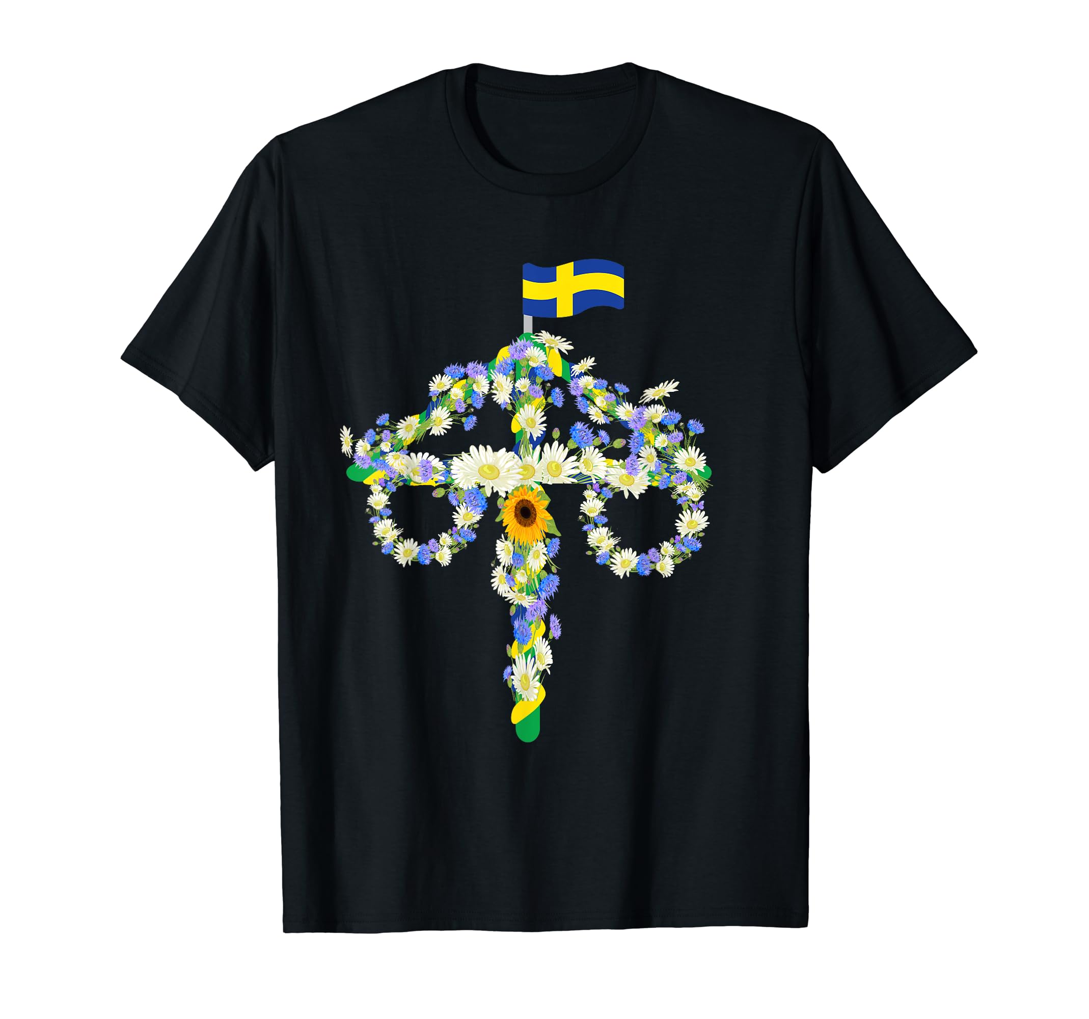 Midsommar Midsummer Flowers Floral Maypole festival Flag T-Shirt