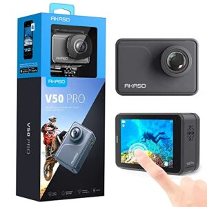 akaso v50 pro native 4k30fps 20mp wifi action camera with eis touch screen 98 feet waterproof camera support external mic remote control with helmet accessories kit