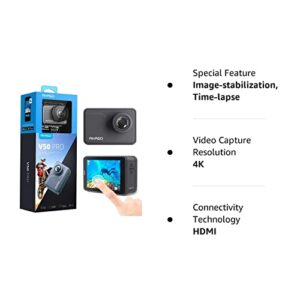 AKASO V50 Pro Native 4K30fps 20MP WiFi Action Camera with EIS Touch Screen 98 feet Waterproof Camera Support External Mic Remote Control with Helmet Accessories Kit