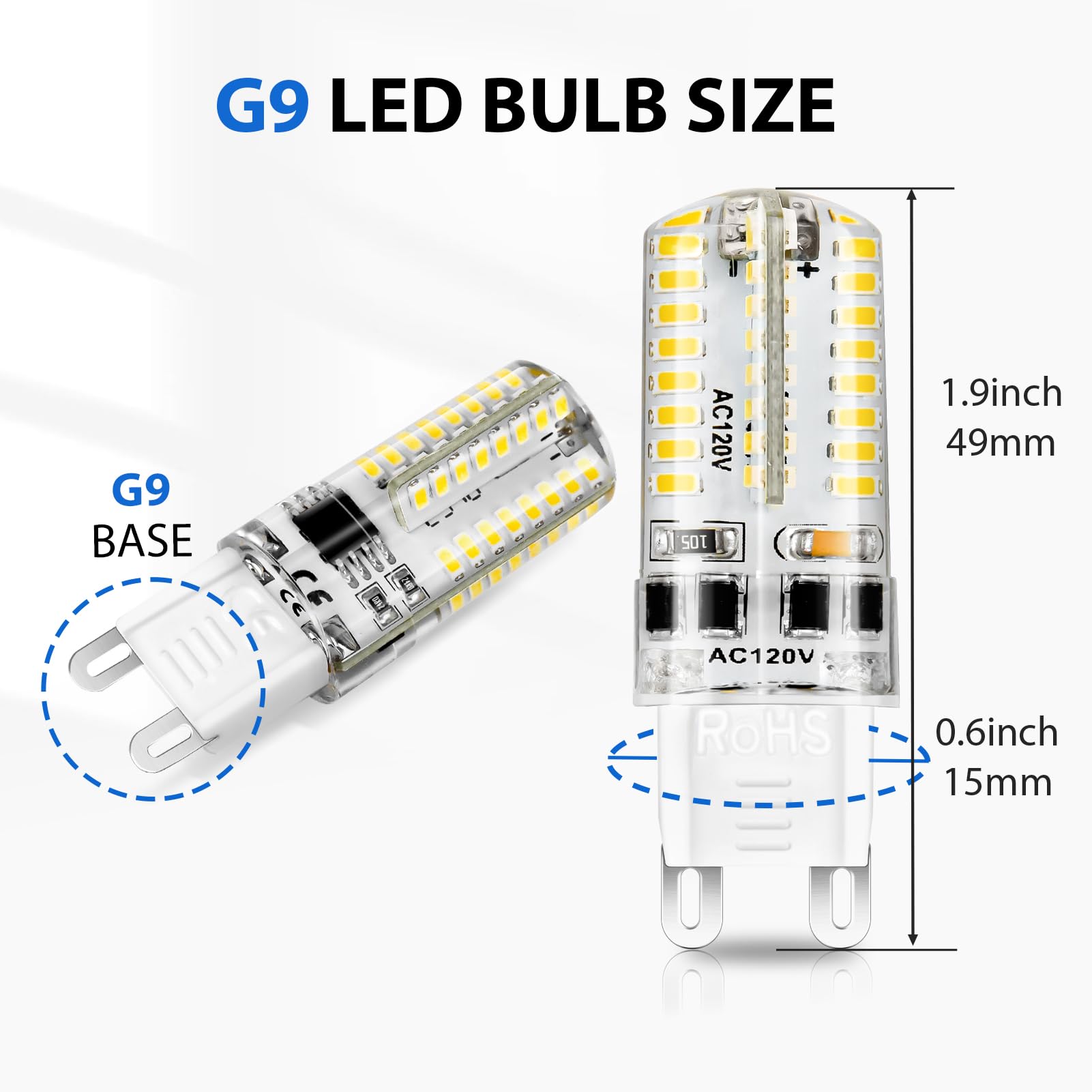 YGS-Tech Dimmable G9 LED Bulbs, 4W(35W Halogen Equivalent), 3000K Warm White, CRI80, G9 Base Bulb for Chandelier, Interior Decoration Lighting, Commodity Display Lighting, 6-Pack