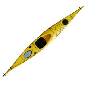 bkc sk287 angler touring kayak – 14.75-foot solo distance sit-in travel kayak for open water paddling, collapsible paddle included