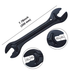 KORADA Black Portable Steel Cycling Bike Head Open End Axle Hub Cone Wrench Bicycle Repair Spanner Tool Kit for Mountain Bike, Folding bicycle, road vehicles,MTB,Touring, Cruiser.13/14/15/16mm Lightwe