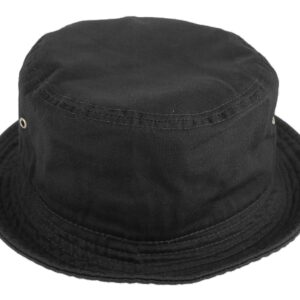 Gelante Solid Color 100% Cotton Bucket Hat for Women and Men Packable Travel Summer Beach Hat 1900-Black-L/XL