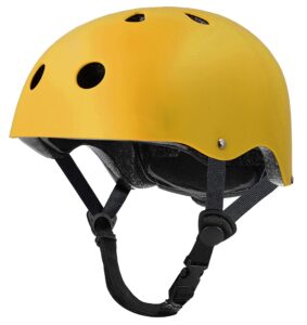 tourdarson skateboard helmet impact resistance ventilation for youth & adults (yellow,large)