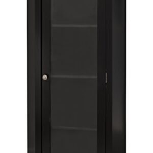 Kings Brand Furniture - Corner Curio Storage Cabinet with Glass Door, Black Finish