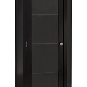 Kings Brand Furniture - Corner Curio Storage Cabinet with Glass Door, Black Finish