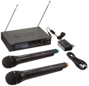 audio2000's s6026 two-channel system with two handheld wireless microphones