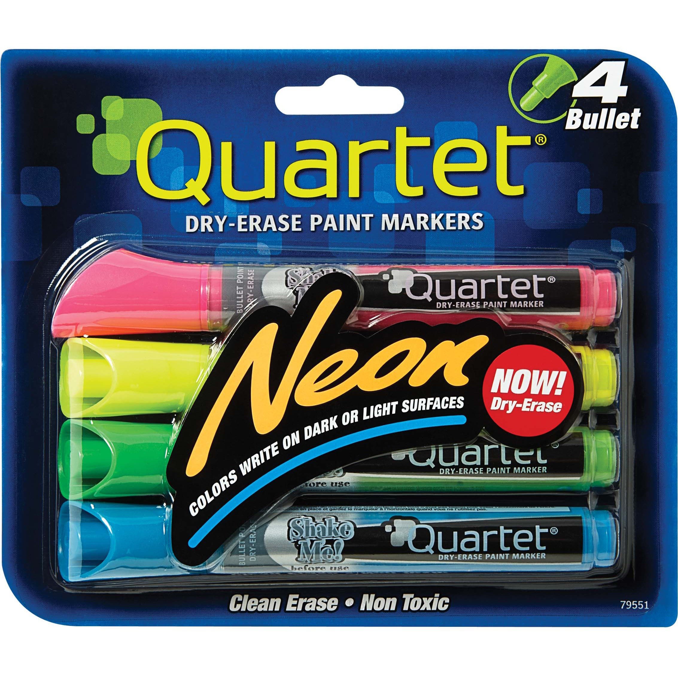 Neon Dry Erase Marker Set, Assorted, 4/Set